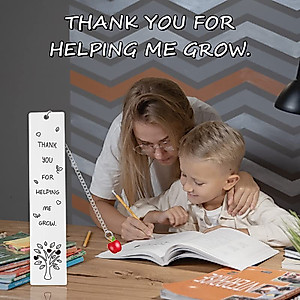 Teacher Appreciation Bookmark Gifts for Women Men Thank You Teacher Gifts from Student Christmas Birthday Gift for Teachers Thank You for Helping Me Grow Bookmarks