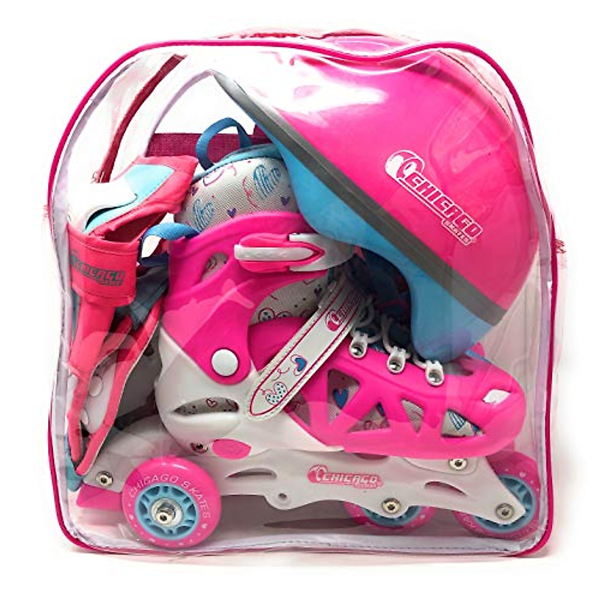CHICAGO Skates Girls Inline Training Skate Combo Set - Pink/Purple - Small Sizes 10-13