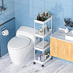 Sooyee 4-Tier Rolling Cart,Utility Carts with Wheels,Cute Room Decor,Organization and Storage for Office,Bedroom,Bathroom, Kitchen, Living Room, Laundry Room,Black