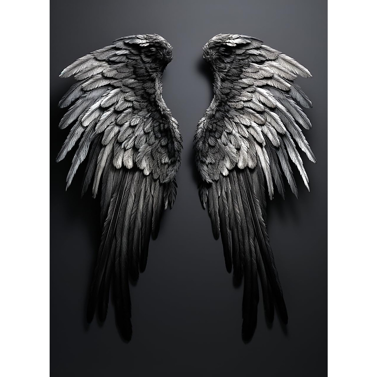 DIY 5D Diamond Art Painting Kits White and Black Angel Wing Full Drill Round Diamond Art Paint by Number Kits for Beginner Crystal Cross Stitch for Wall Decoration(30x40cm)