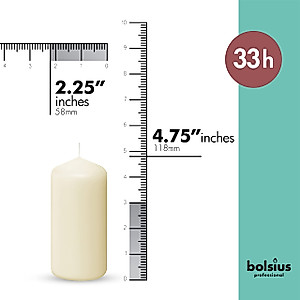 BOLSIUS Set of 12 Ivory Pillar Candles - 2.25-x 4.75 Inch Unscented Dripless Clean Burning Dinner Candle -Wedding Parties Special Occasions
