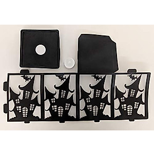 Halloween PVC Haunted House Bat and Spider Decorative Lanterns Battery Powered LED Light Up Electric Votive Candle Tea Light Foldable Collapsible -Set of 2