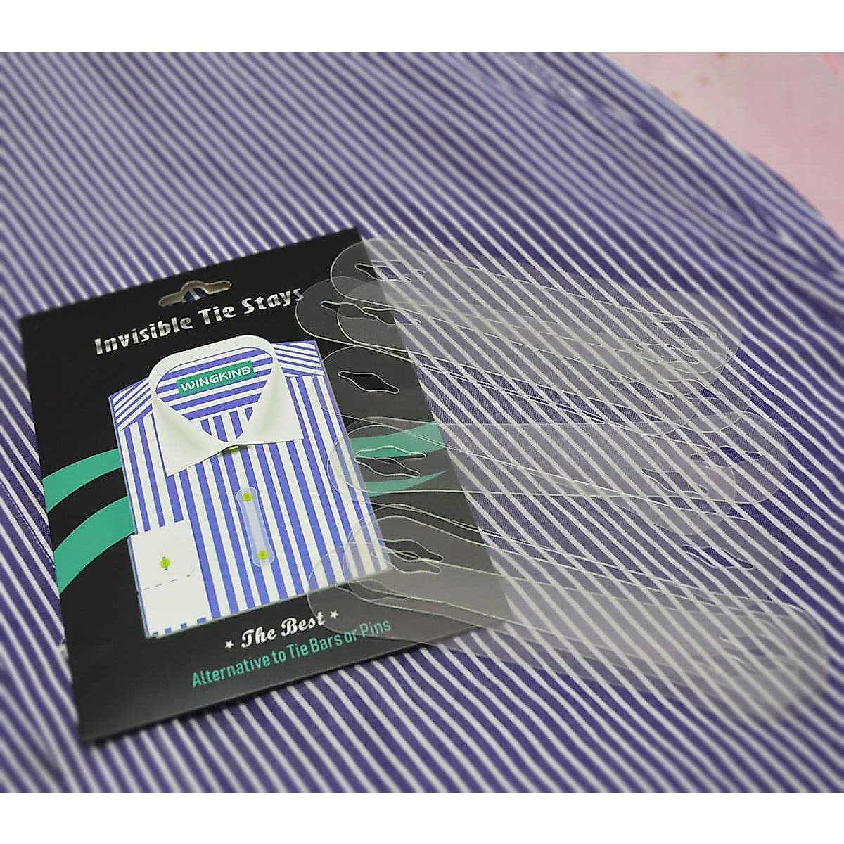 WINGKIND Invisible Tie Stays Tie Keeper Tie Clip, Great Alternative to Tie Tacks or Tie Bars (Pack of 10)