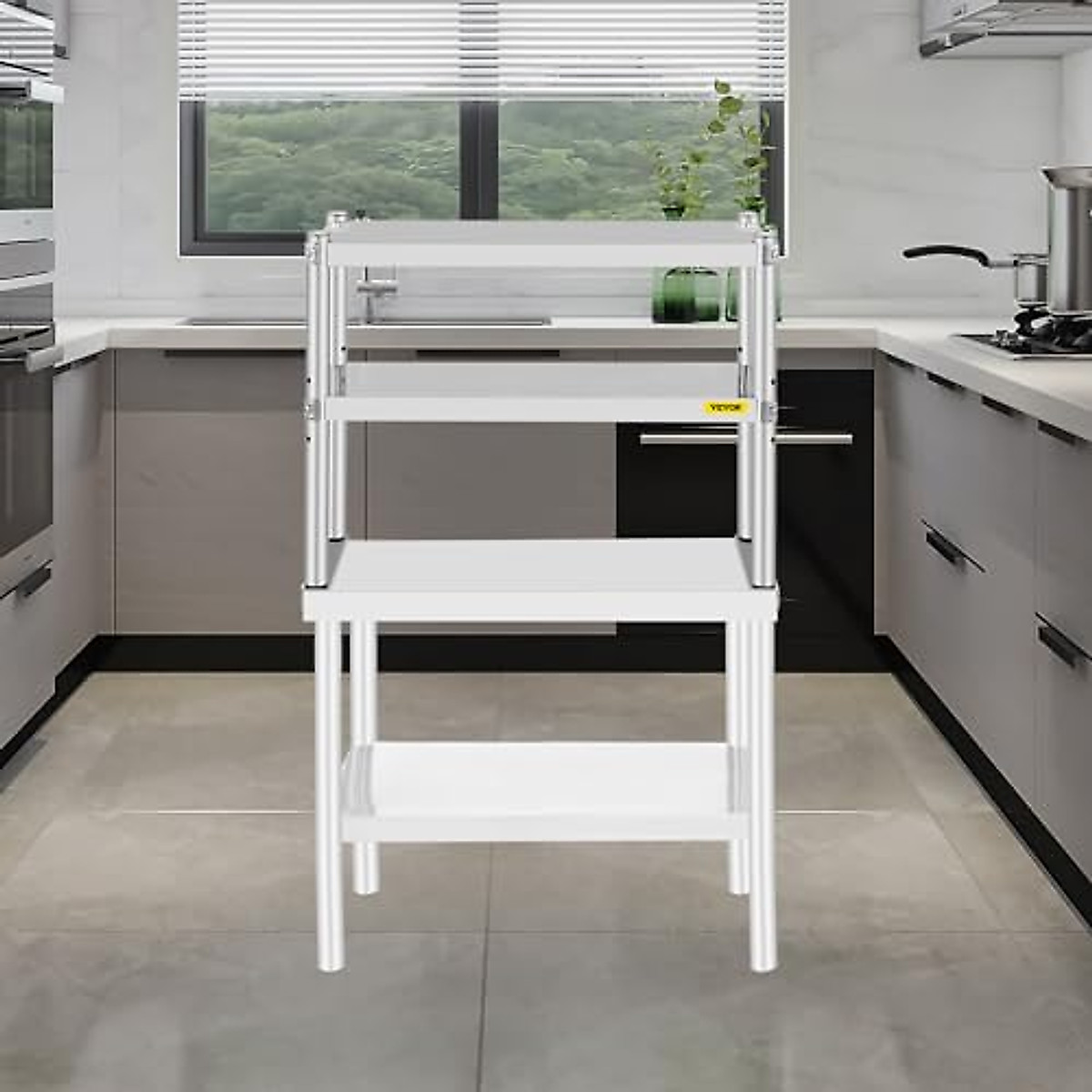 VEVOR Double Overshelf, Double Tier Stainless Steel Overshelf, 30 in. L x 12 in. W Double Deck Overshelf, Height Adjustable Overshelf for Prep & Work Table in Kitchen, Restaurant