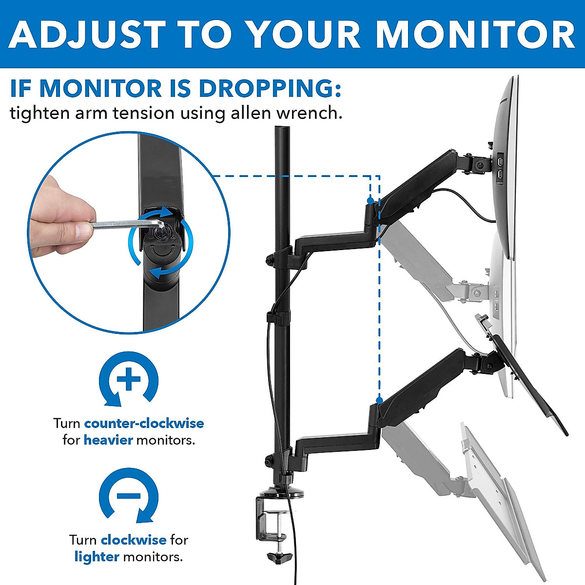 MOUNT-IT! Sit Stand Monitor Desk Mount [Fits 32" Screens] Height Adjustable, Full-Motion Articulating Arm with Keyboard Tray and Cable Management (Black)