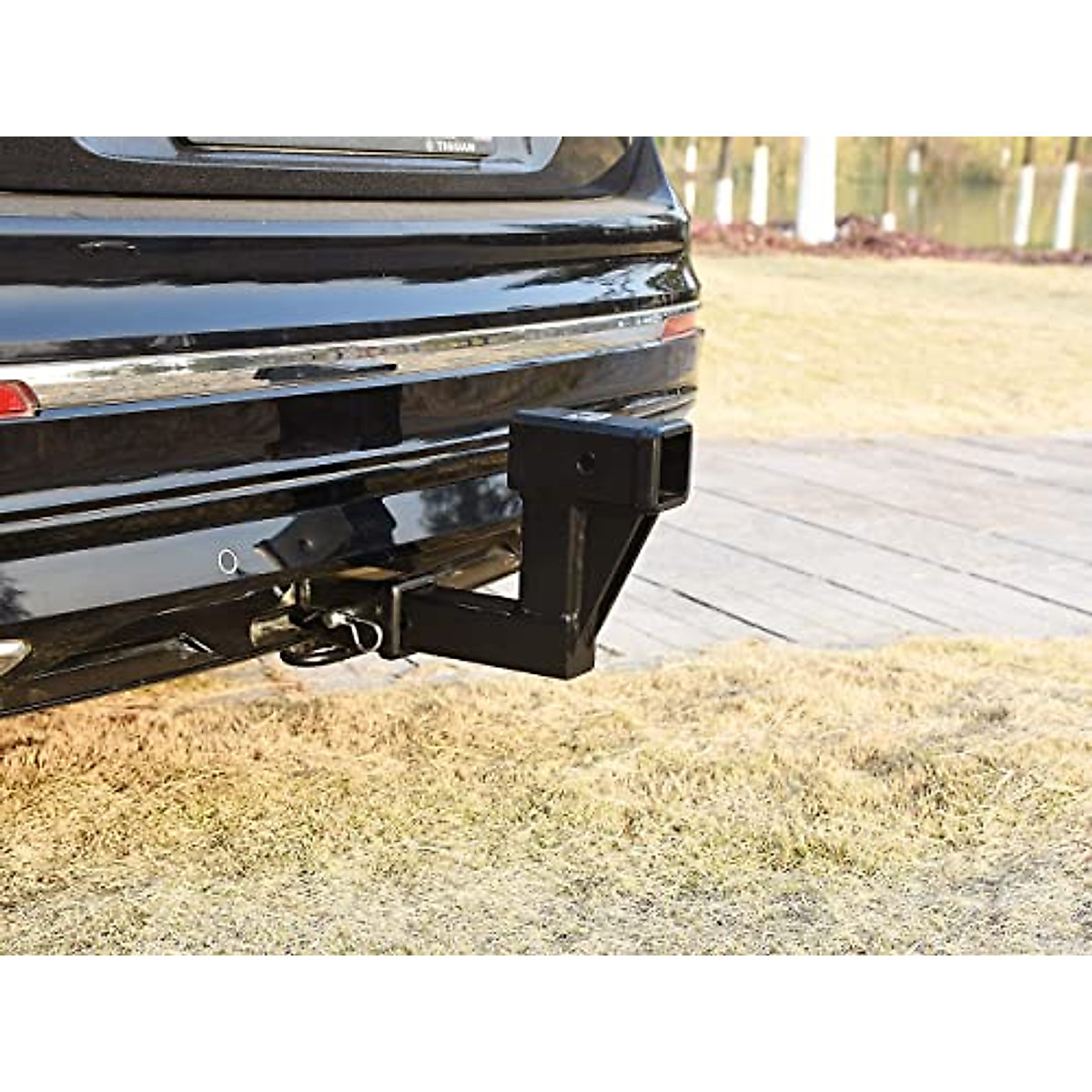 TOPTOW 2-inch Receiver Trailer Hitch Extension Riser with 6-inch Rise/Drop, 2-inch Solid Shank, 10000lbs Capacity with Hitch Lock Chrome