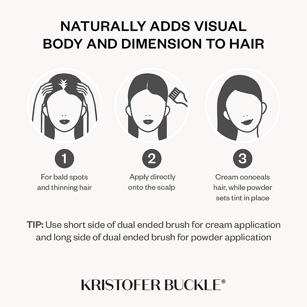 KRISTOFER BUCKLE Full Disclosure Scalp Cover Duo, 0.39 oz. | Camouflaging Cream Conceals Sparse, Thinning Hair & Bald Spots | Salt & Pepper