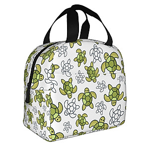 Lunch Bag Green Kawaii Turtle Insulated Lunch Box Teen School Reusable Bags Meal Portable Container Tote For Boys Girls Travel Work Picnic Boxes