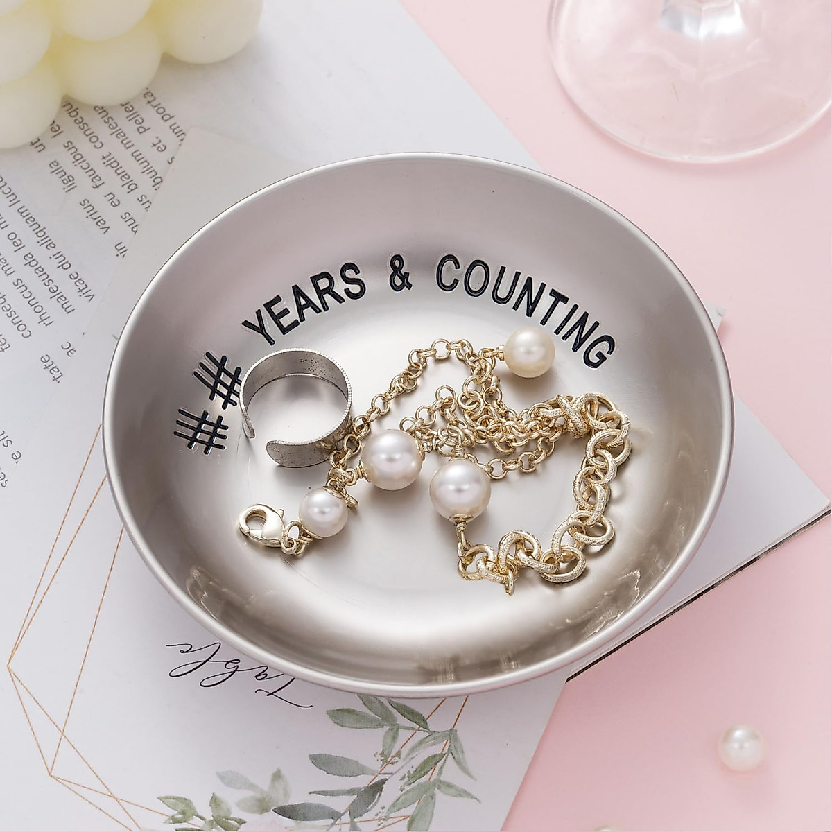 Quany Life 10 Year Anniversary Tin for Her Him - Wedding Tin Jewelry Ring Holder Dish, 10 Year Anniversary Tin Gifts for Wife, Couple, Parents, Friend Her Him