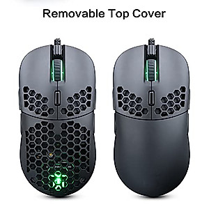 DGG ST-M5 12,000 DPI RGB Ambidextrous Wired Gaming Mouse,Ultralight Honeycomb Mouse,Side Wing and Personalized Weights Design Ergonomic Gaming Mice Left Handed or Right Handed