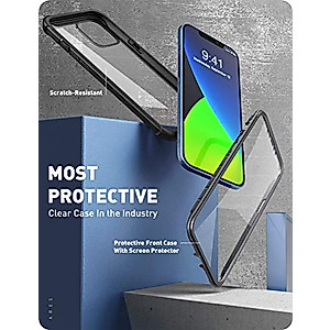 i-Blason Ares Series Designed for iPhone 12 Mini Case (2020), Dual Layer Rugged Clear Bumper Case with Built-in Screen Protector (Black)