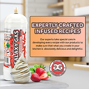 Galaxy Gas Strawberry Flavor Whipped Cream Dispenser Cartridge Tank, Nitrous Oxide 0.6L 375 Gram, Whipped Cream Tank, N2O Charger Tank, 1 Cylinder