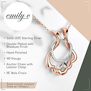 Emily C Original Patented s925 Rose Gold Ring Holder Necklace - Sterling Silver Base plated with 14 Karat Rose Gold - Women & Men Wedding Ring Holder Necklace - Gift for Mother,Wife,Nurse,Doctor