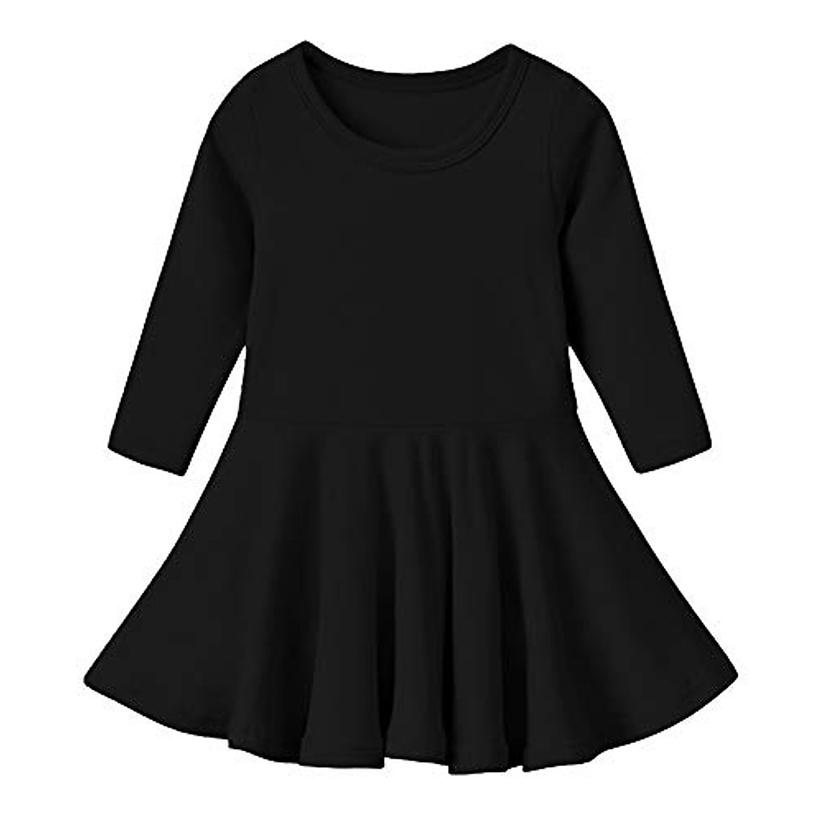 GSVIBK Baby Girls Cotton Dress Toddler Solid Dresses Girl Casual Ruffle Dresses 476 Black 110