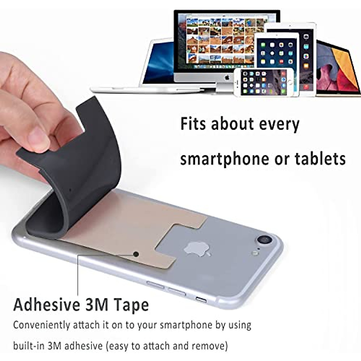 Cell Phone Wallet, Stick on Wallet (3 Pieces) by AgentWhiteUSA: (for Credit Card, Business Card & Id) | Works with Almost Every Phone | iPhone, Android & Most Smartphones (GREYBLKWHT)