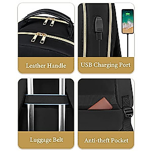 17 Inch Laptop Backpack Women, TSA Large Travel Computer Bag with USB Charging Port, Water Resisatnt Anti-Theft Work Business College School Bookbag, Fashion Crocodile Tote Purse for Girls, Nurse