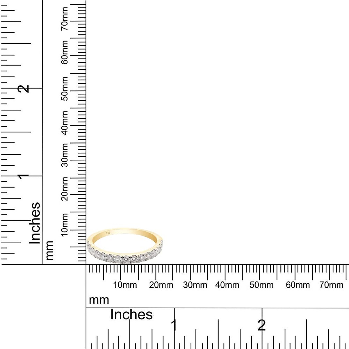SAVEARTH DIAMONDS 1/2 cttw Round Cut Lab Created Moissanite Diamond Half Eternity Wedding Band Ring In 14K Yellow Gold Over Sterling Silver (VVS1 Clarity, 0.50 Cttw) Ring Size-9