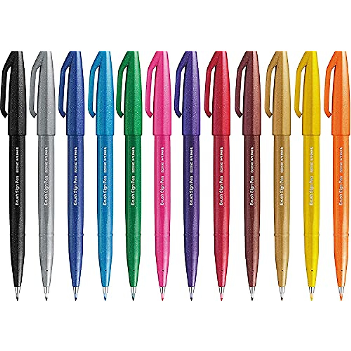 Pentel SES15C Brush Sign Pen Pen Tip Flexible Fiber 12 Colors