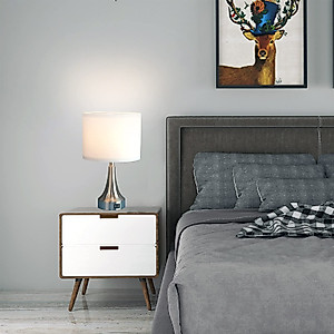 AMUV Lamps for Bedrooms Set of 2,Bedside Lamps Set of 2 with 2 USB Ports & AC Outlet,3-Way Dimmable Touch Nightstand Lamps Set of 2 for Living Room Office, White Fabric Shade,2700K Bulb Included