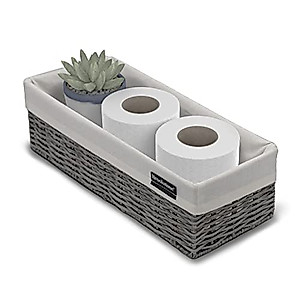 BROOKSTONE, Woven Storage Basket, Organization and Storage Bin, Over the Toilet Paper Reserve, Suitable for Any Décor Style, Perfectly Sized at 14” x 4” x 6”