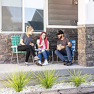 Lawn Chair USA - Outdoor Chairs for Camping, Sports and Beach. Chairs Made with Lightweight Aluminum Frames and UV-Resistant Webbing. Folds for Easy Storage (Classic, Green and White with White Arms)