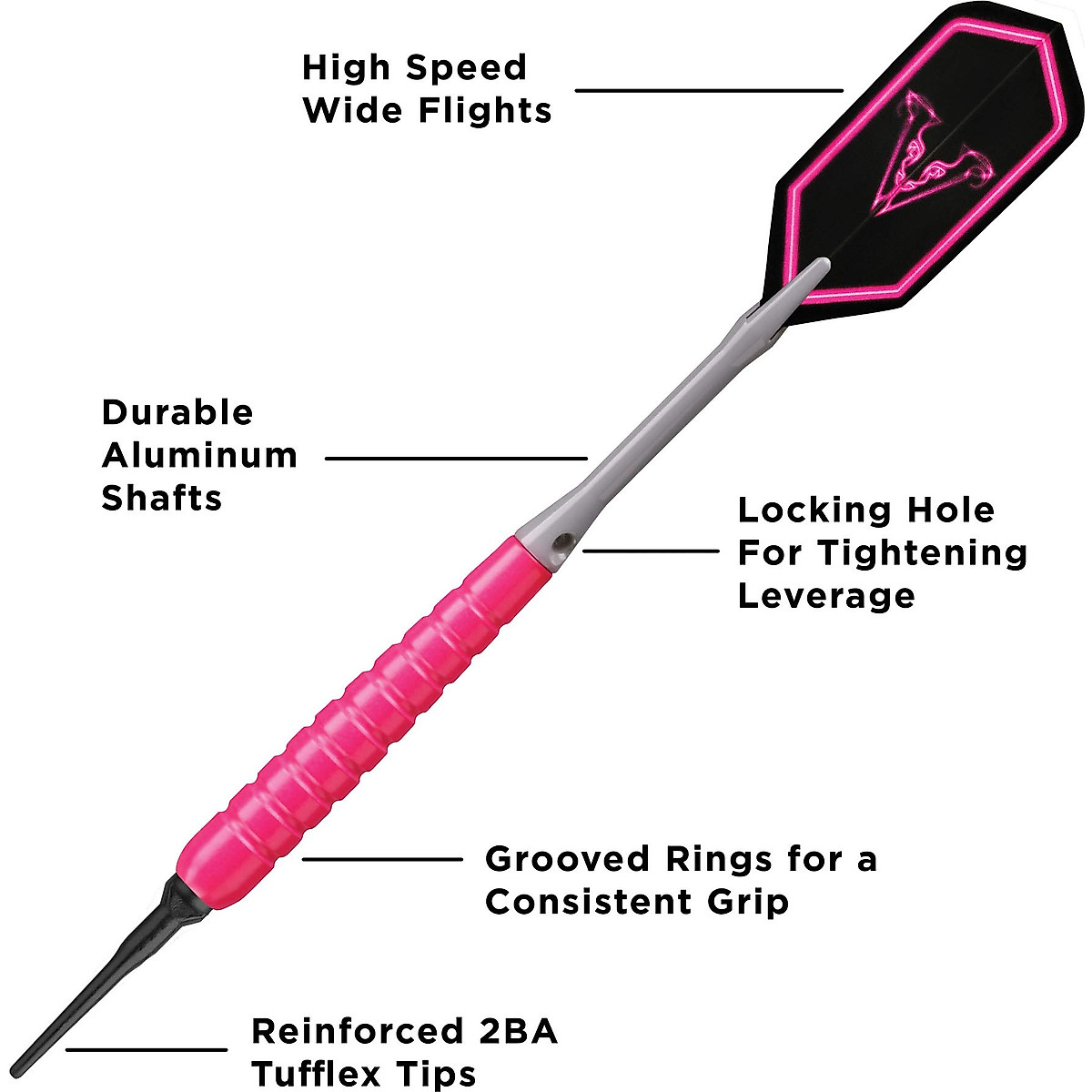 Viper V Glo Soft Tip Darts, Pink/Grey, 18 Grams