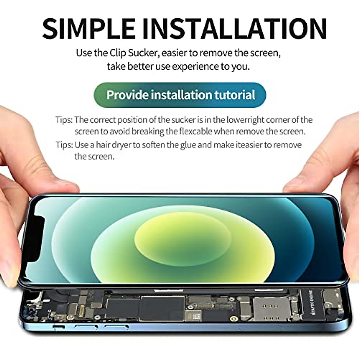 BetterDIY for iPhone 12/12pro Screen Replacement,FHD 6.1 inch 3D Touch LCD Screen Display Digitizer,Repair Tool Kits+Magnetic Screw Mats+Waterproof Frame Adhesive Sticker+Screen Tempered Protector