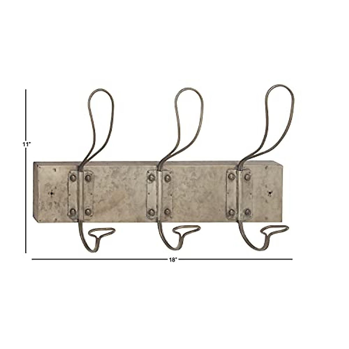 Deco 79 Wall Hook, 18" L x 4" W x 11" H, Grey