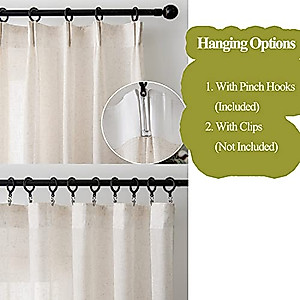 Ftinala Drapes for Living Room Sheer Curtains 96 Inches Long Farmhouse Curtains Pinch Pleat Boho Curtain 2 Panels Faux Linen Textured Track Light Filtering Curtains Window Curtains Sliding Door