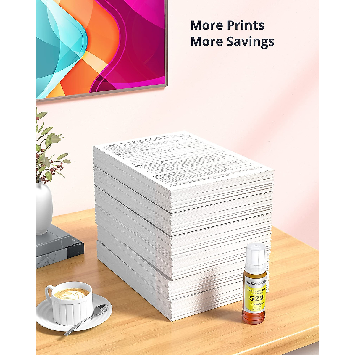 WOKOK Compatible Refill Ink Bottles for EcoTank 522 T522 T522520-S for use with EcoTank ET-2720 ET-2800 ET-2803 ET-4700 Printers (Black, Cyan, Magenta, Yellow) Not Sublimation Ink