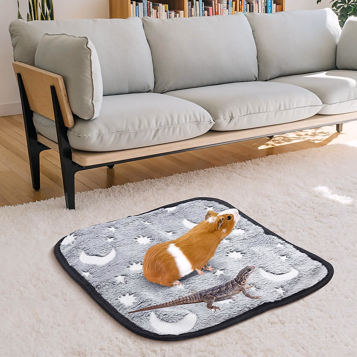 3PCS Guinea Pig Bedding Glow in Dark Small Pet Warm Liners Washable Hamster Bedding Pads, Absorbent & Anti Slip Rat Dragon Luminous Bedding Playing Mats for Small Animals, 14 inch