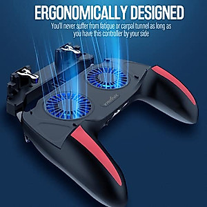 Mobile Game Controller with 4000mAh Power Bank & Cooling Fan, Phone Game Controller with L1R1 Triggers Joystick for PUBG/Call of Duty/Fortnite, Phone Gaming Grip Gamepad for 4.7-7" Android iOS Phone