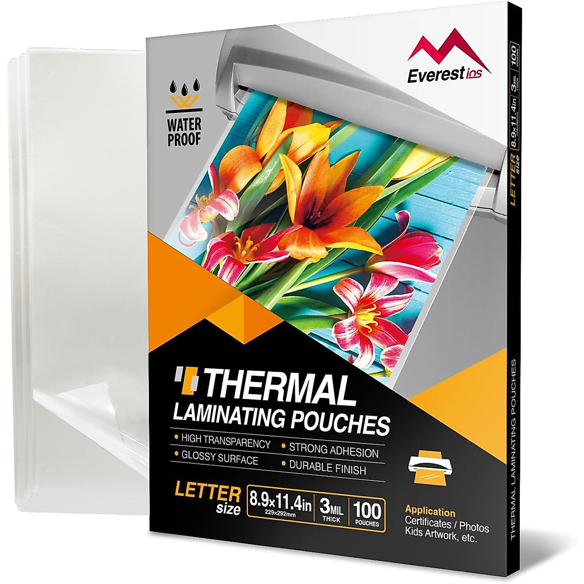 Everest Thermal Laminating Pouches, 8.9 x 11.4 - Inches, 3 Mil Thick, 110 - Pack, Letter Size Sheets, Clear(TH0300-01)