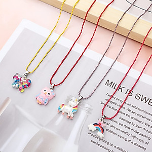 SOTOGO 12 Pieces Girls Necklaces and Bracelets Set Colorful Gift Party Favors Friendship Pretend Dress Up Play Jewelry for Kids Child Toddler, Cute Style