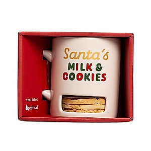 Pearhead Santa's Milk & Cookies Christmas Mug, Holiday Novelty Coffee Mug with Slot for Cookies, Holiday Home Décor, Microwave And Dishwasher Safe, Santa’s Milk & Cookies Mug, 9 Oz