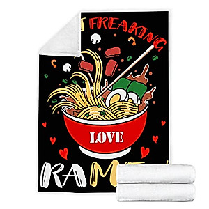 Touchish I Just Freaking Love Ramen Soft Blanket for Couch Nap All-Seasons Animal Tapestry Home Decor- Gifts for Child Women Fuzzy Cozy Throws 50"x60" for Teen