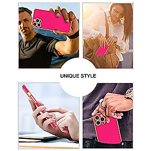 BENTOBEN for iPhone 13 Pro Max Case, Slim Soft Luxury Electroplated Bumper iPhone 13 Pro Max Phone Case for Women Men Girl Shockproof Protective Case Cover for iPhone 13 Pro Max 6.7", Hot Pink/Gold