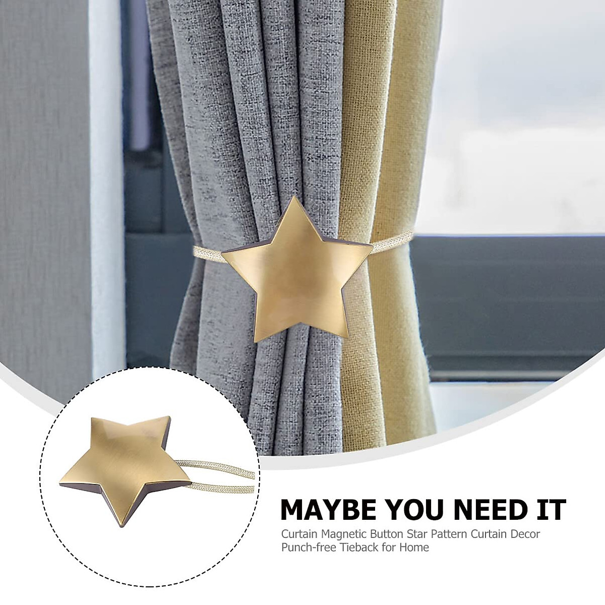 BESPORTBLE Star Curtain Magnetic Buckle Light House Decorations for Home Curtain Rods Holders Home Accessories Decor Sheer Drapes Star Curtains Curtain Tape Office European Style