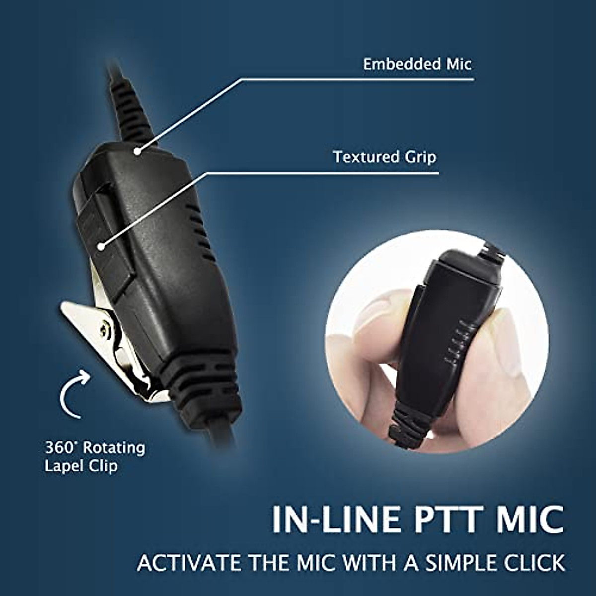 ProMaxPower 1-Wire C-Shape Swivel Earpiece with PTT Mic for Motorola Two-Way Radios XPR3000, XPR3300e, XPR3500e, DP3441, DEP550, MTP3550, XiR-P6620, XiR-P6628