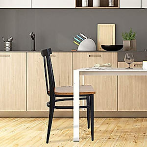 LUCKYERMORE Heavy Duty Dining Chairs Set of 2 with Wood Seat and Metal Frame Restaurant Chairs for Commercial and Residential Use, Fully Assembled, 450lb Weight Capacity