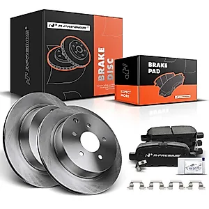 A-Premium 12.13 inch (308.10mm) Rear Vented Disc Brake Rotors + Ceramic Pads kit Compatible with Select Infiniti and Nissan Models - FX35, Q50, QX70, JX35, M35H, M37, M56, Q60, Murano, Pathfinder