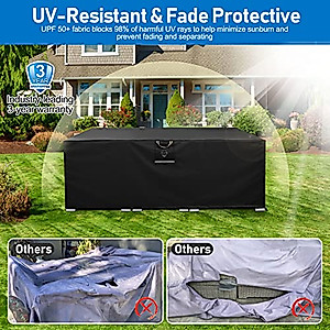 Paswith Outdoor Patio Furniture Covers Waterproof 600D Strong Tear Resistant Outdoor Table Covers, Patio Furniture Covers Windproof UV & Fade Resistant For Outdoor Furniture(126"L×63"W×28"H)