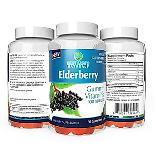 Best Earth Naturals Elderberry Gummy Vitamins with Zinc and Vitamin C for Adults - Gluten Free, Vegan, Delicious Gummies for Immune Support & Antioxidants, 30 Count