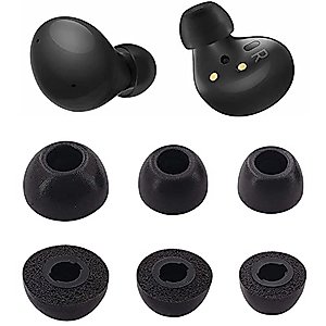 Rqker Foam Ear Tips Compatible with Galaxy Buds 2 Earbuds, 3 Pairs S/M/L Sizes Soft Memory Foam Replacement Ear Tips Earbud Tips Eartips Foam Compatible with Galaxy Buds 2, Black SML