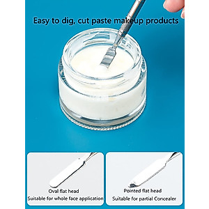 Aebor 2pcs Stainless Steel Cosmetic Makeup Palette, Upgrad Stainless Steel Metal Makeup Palette with Spatula Artist Tool for Mixing Foundation Nail-Art (A)