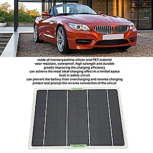 Akozon Solar Battery, 10W Portable Solar Panel Solar Powered with Dual USB Port for Car RV Accessories