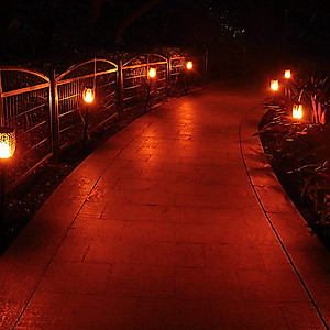 ZHUANYIYI Plug Solar Flame Lights for Outdoor Ground, Landscape Lighting Lights for Courtyard Lawn Ground, Home Garden Decoration Lights, Waterproof Lights for Fence Pavement