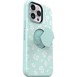 OtterBox iPhone 14 Pro (Only) OtterGrip Symmetry Series Case - POPPIES BY THE SEA (Blue), built-in grip, sleek case, snaps to MagSafe, raised edges protect camera & screen