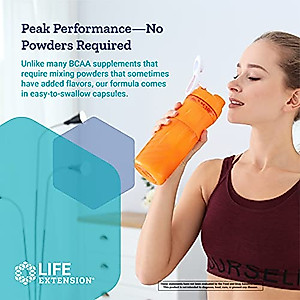 Life Extension Branched Chain Amino Acids - BCAA Supplement - Essential Nutrition L-Leucine, L-Isoleucine, L-Valine for Muscle Recovery Support after Workout - Gluten & GMO Free - 90 Capsules