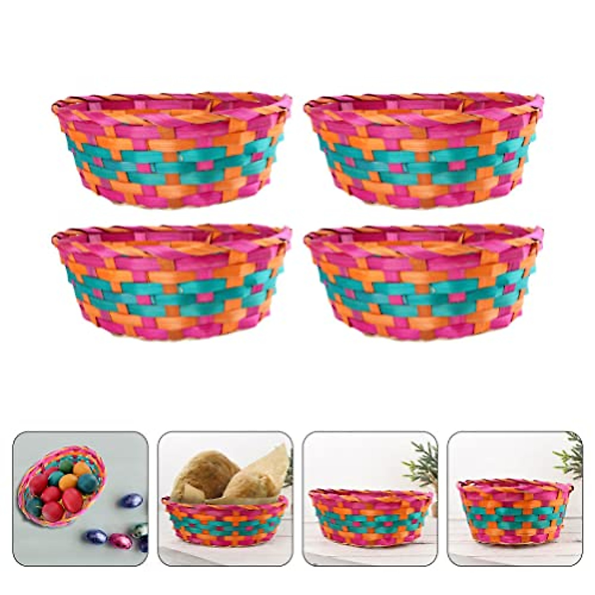 Picnic Baskets Woven Wicker Basket: Great for Easter Basket Storage of Plastic Easter Eggs Candy Gift Wedding Baskets 4pcs